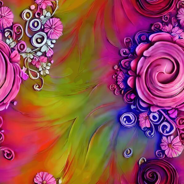 Download Abstract Floral Design With Colorful Flowers And Swirls