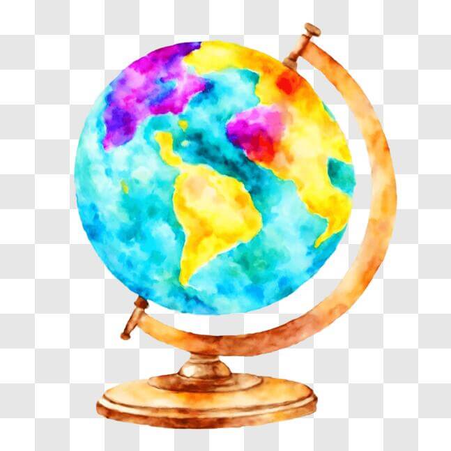 Download Colorful Watercolor Globe Painting for Education and ...