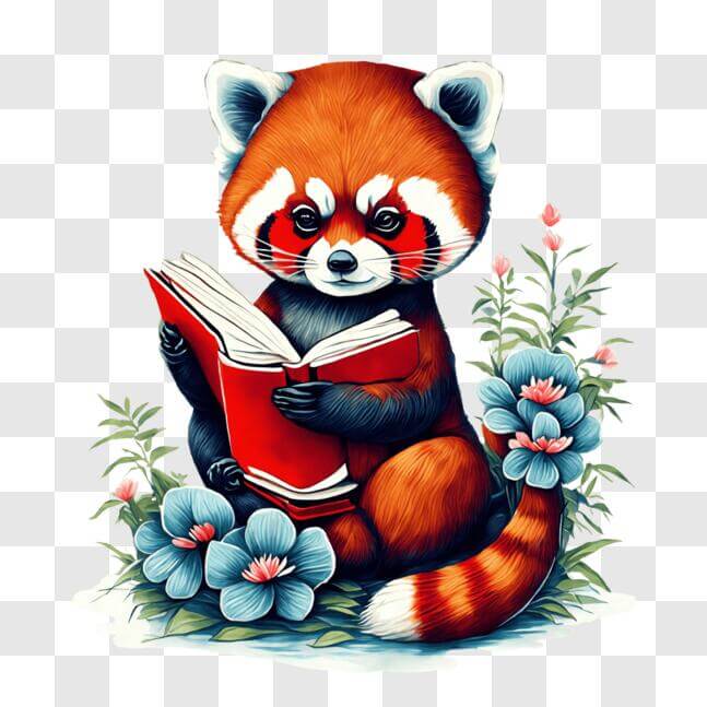 Download Red Panda Sitting in the Grass with a Book PNGs Online ...