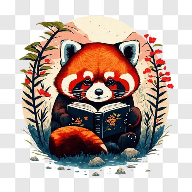 Download Red Panda Reading a Book in the Grass PNGs Online - Creative ...