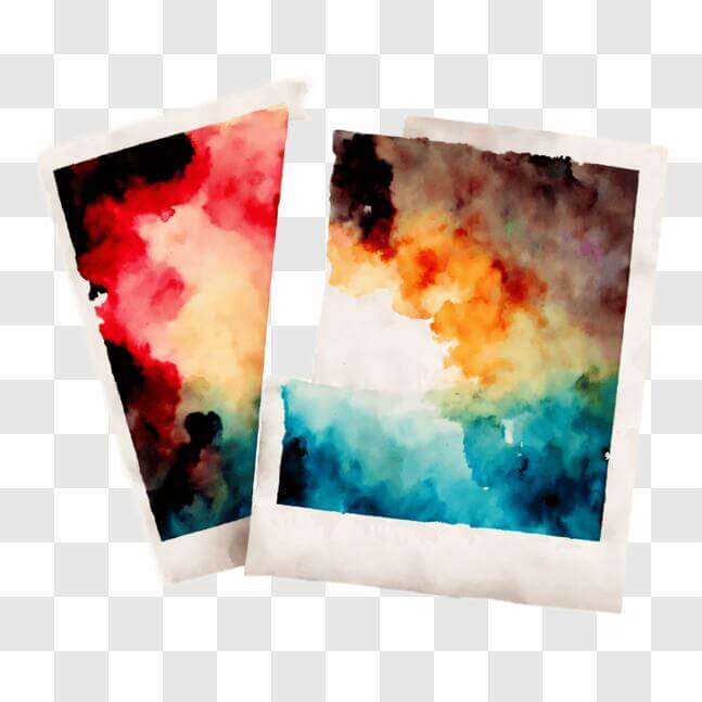 Download Two Polaroid Photos with Colorful Backgrounds on Black PNGs ...
