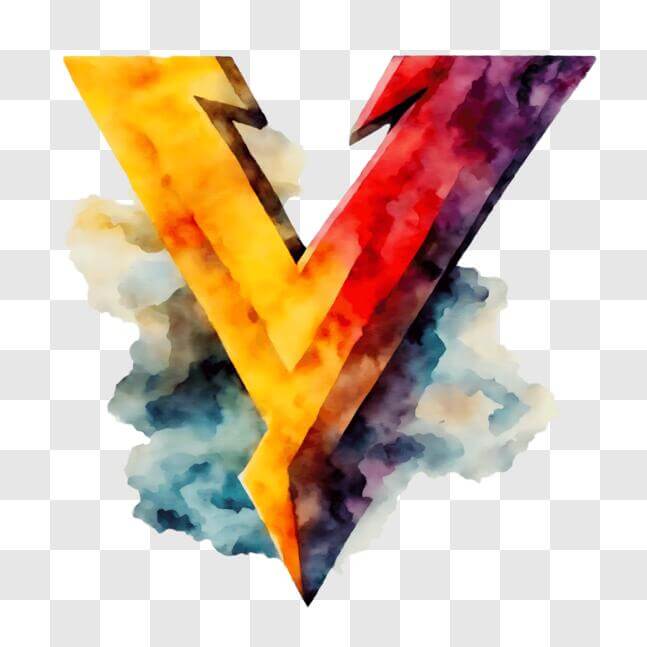 Download Colorful Letter V Arrow on Clouds PNGs Online - Creative Fabrica