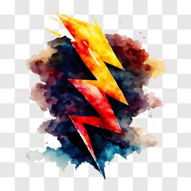 Download Colorful Watercolor Lightning Bolt Painting PNGs Online ...