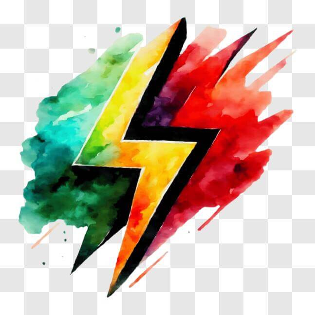 Download Colorful Lightning Bolt with Watercolor Splashes Background ...