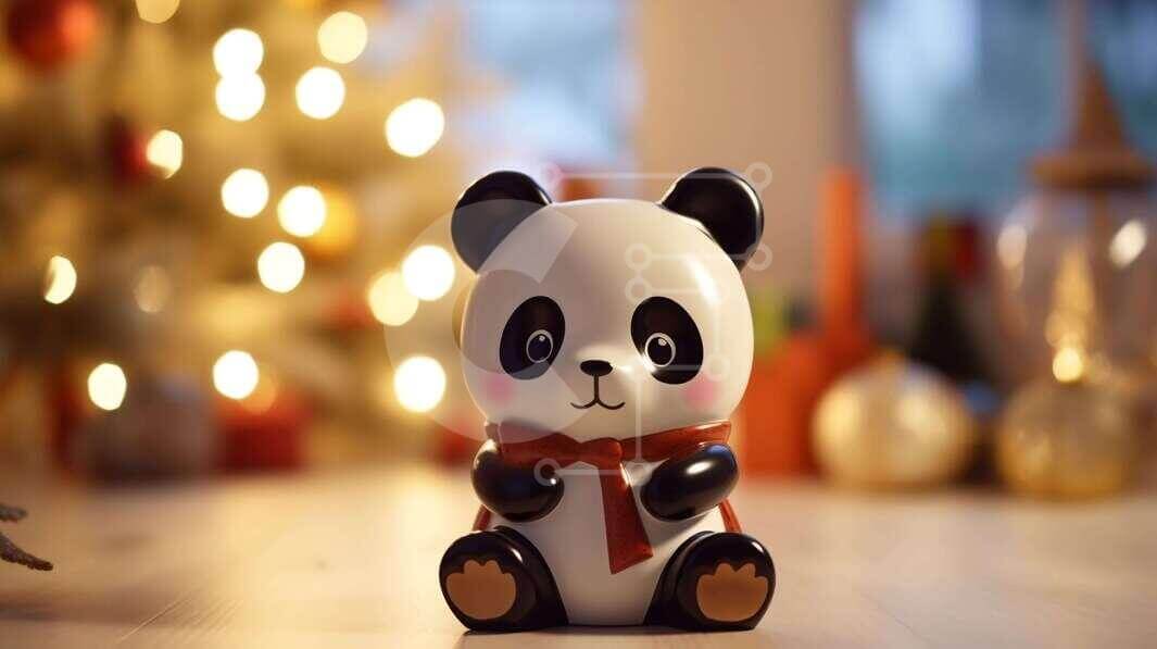 Christmas Tree Decoration with Panda Bear Figurine stock photo ...