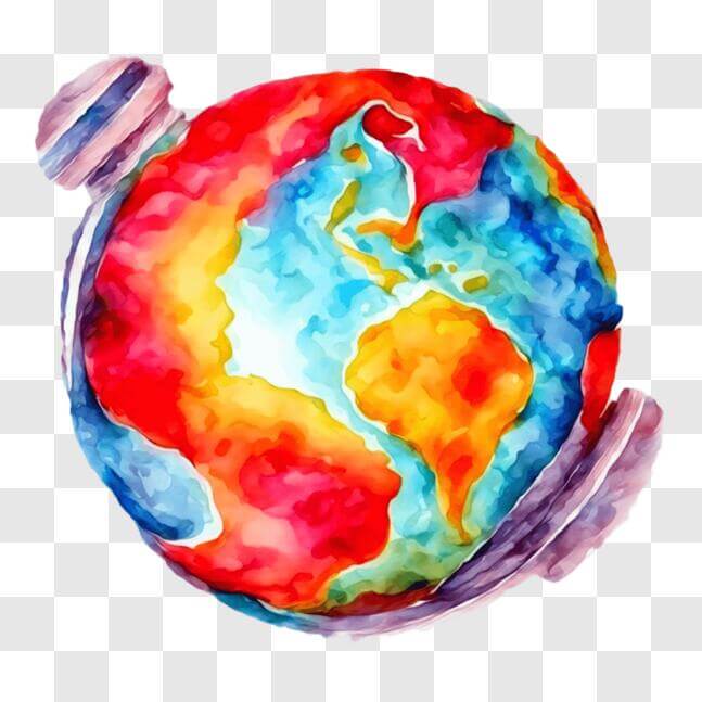 Download Colorful Watercolor Painting of Earth with Weights PNGs Online ...