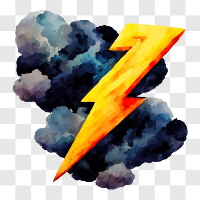 Download Yellow Lightning Bolt in Dark Clouds PNGs Online - Creative ...