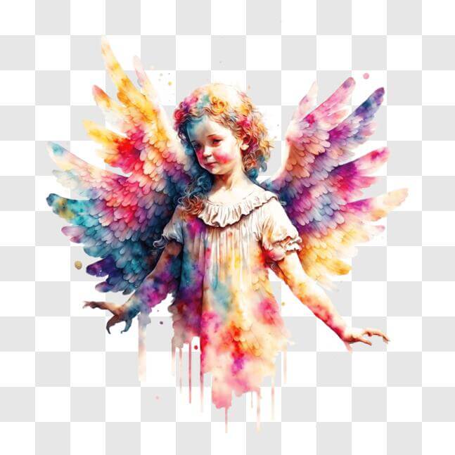 Download Colorful Angel Watercolor Painting PNGs Online - Creative Fabrica