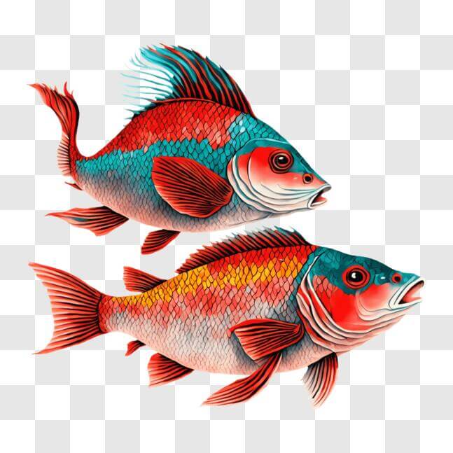 Download Two Fish Swimming Side-by-Side on a Black Background PNGs ...