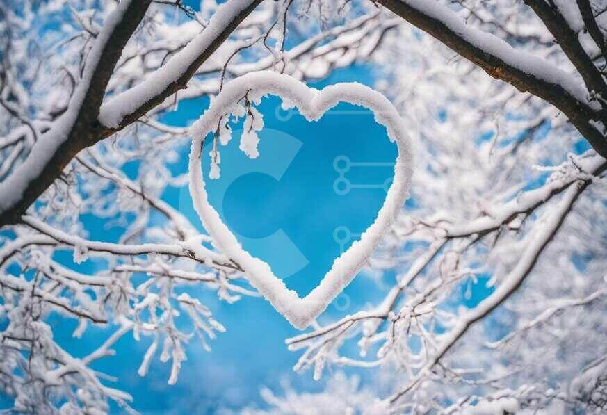 Heart-shaped Snow Covered Tree Branch - Winter Love and Inspiration ...
