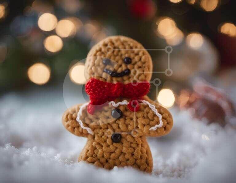 Colorful Gingerbread Man Ornament in Winter stock photo | Creative Fabrica