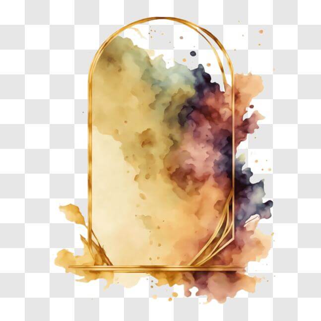 Download Gold Watercolor Frame for Wedding Invitations and Decorative ...