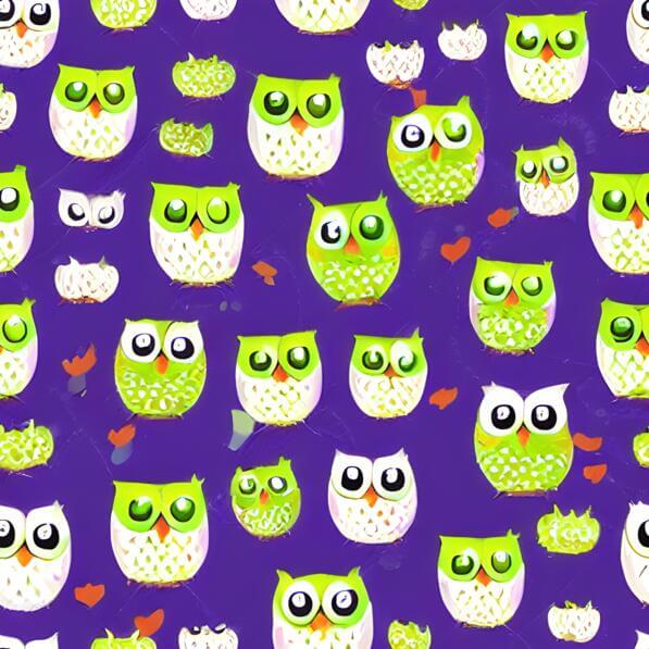 Download Seamless Pattern of Green and White Owls on Purple Background Patterns Online ...