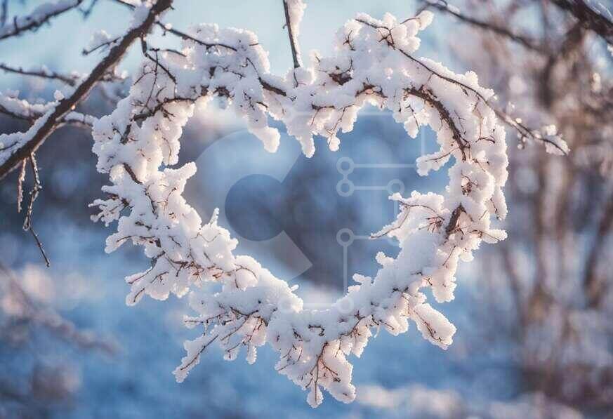 Heart-shaped Snow Covered Branch Hanging from a Tree stock photo ...