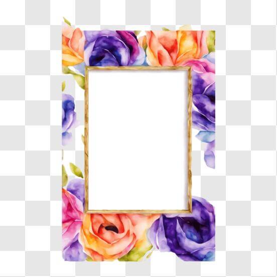 Download Colorful Watercolor Floral Frame for Artwork Display PNGs ...