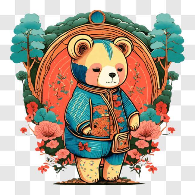 Download Asian-inspired Teddy Bear Art Installation with flowers and ...