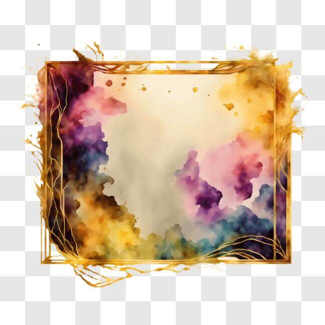 Download Abstract Watercolor Frame with Gold Border PNGs Online ...