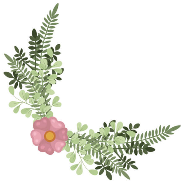 Descarga Corona Ornamental de Flores Rosas y Hojas Verdes Bordes y ...