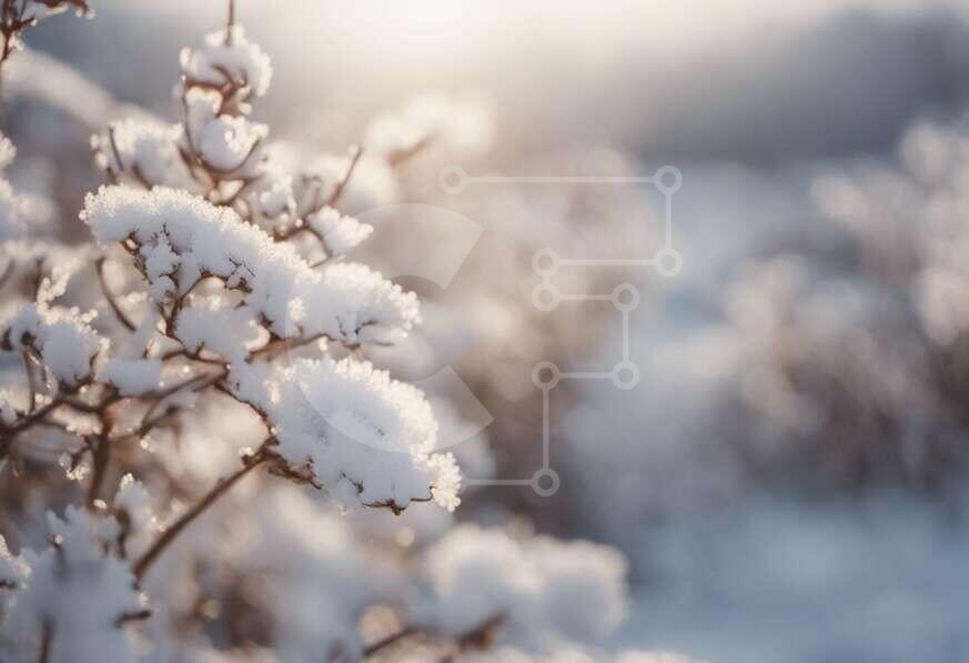 Winter Landscape - Snow-covered Bush in Sunlight stock photo | Creative ...