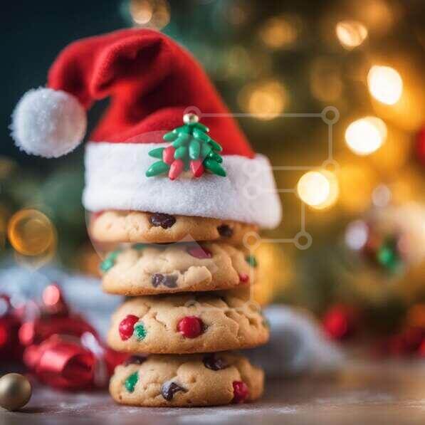 Festive Stack of Christmas Cookies with Santa Hat stock photo ...