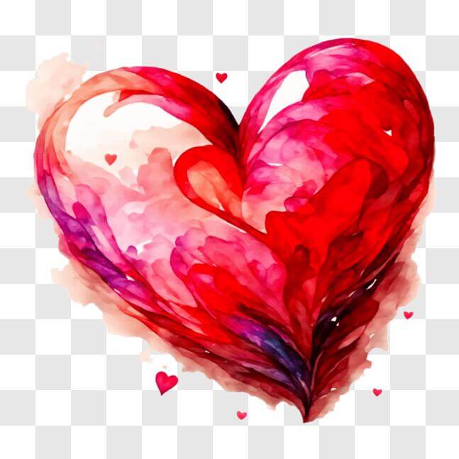 Download Red Heart with Watercolor Splashes - Valentine's Day Love PNGs ...