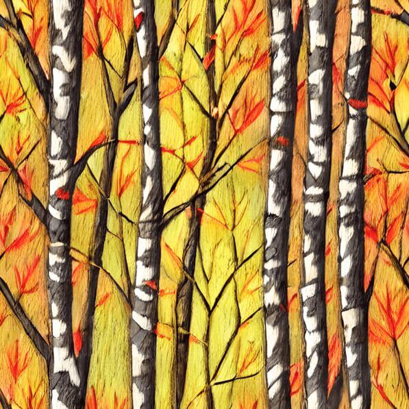 Download Autumnal Forest Scene Painting: Birch Trees in Fall Patterns ...