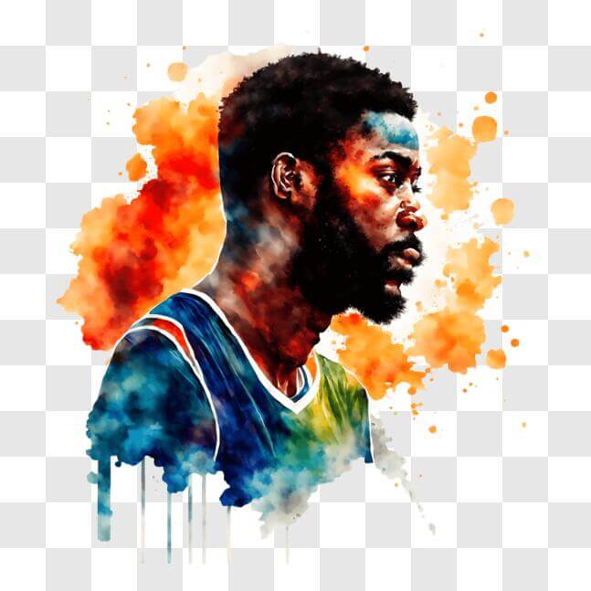 Download Colorful Portrait of NBA Player PNGs Online - Creative Fabrica