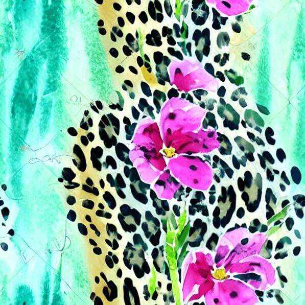 Download Abstract Watercolor Leopard Print with Pink Flowers Patterns ...