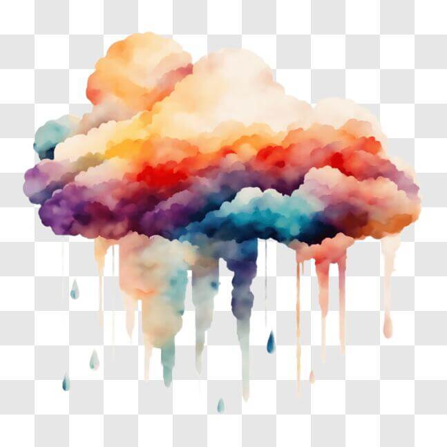 Download Colorful Cloud with Water Drips - Rainy Weather Photo PNGs ...