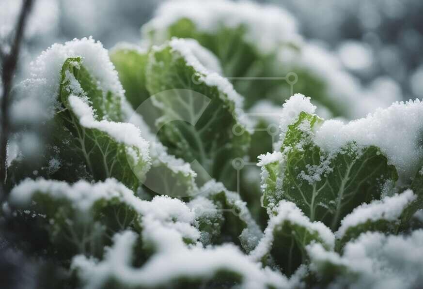 Winter Wonderland: Green Plant Covered in Snow stock photo | Creative ...