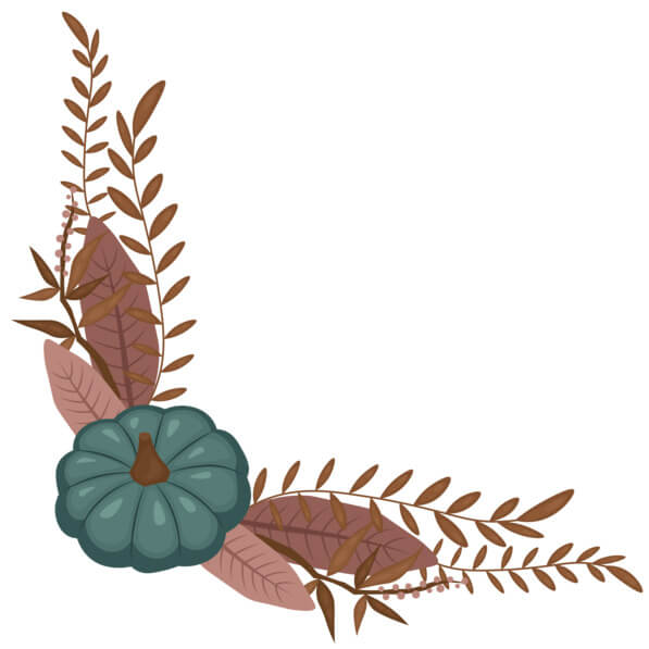 Download Blue Pumpkin with Green Leaves Border Borders & Corners Online ...
