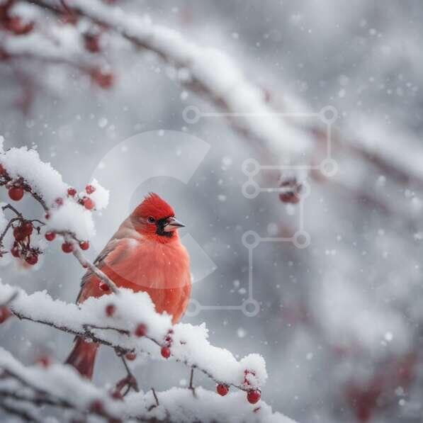 Beautiful Red Cardinal Bird in Snowy Landscape stock photo | Creative ...