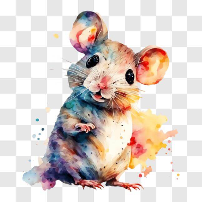 Download Colorful Painting of a Mouse with Watercolor Splashes PNGs ...