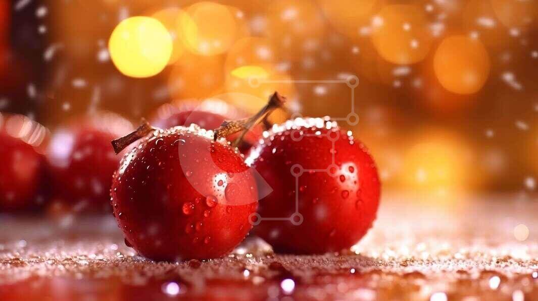 Elegant Holiday Decor with Fresh Cranberries stock photo | Creative Fabrica