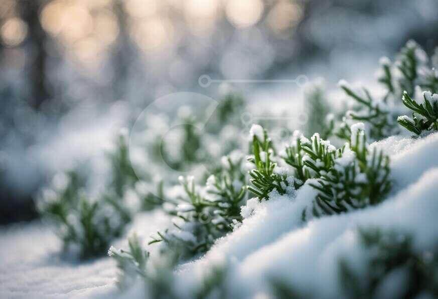 Close-up of Snow-Covered Plants stock photo | Creative Fabrica