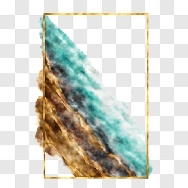 Download Abstract Turquoise Rock Artwork in Gold Frame PNGs Online ...