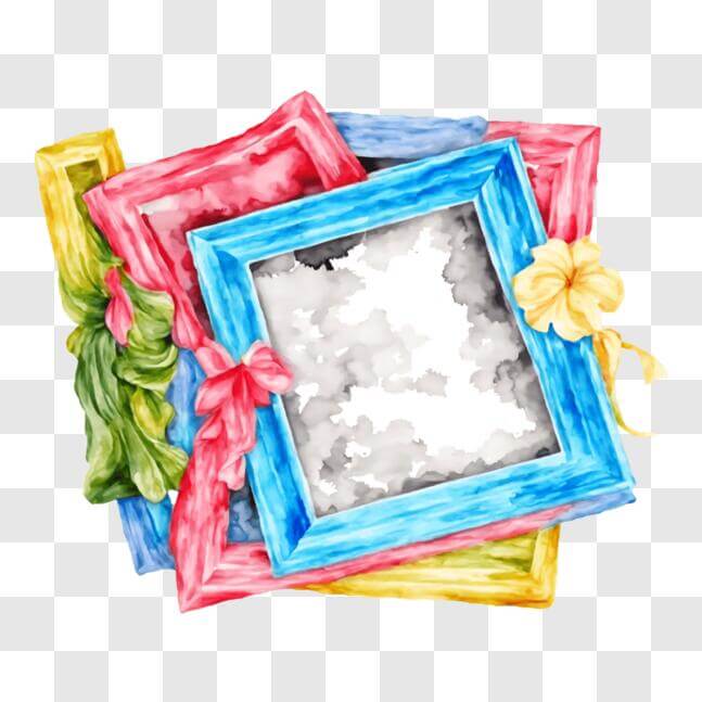 Download Colorful Photo Frames with Bows - Artistic Home Decor PNGs ...