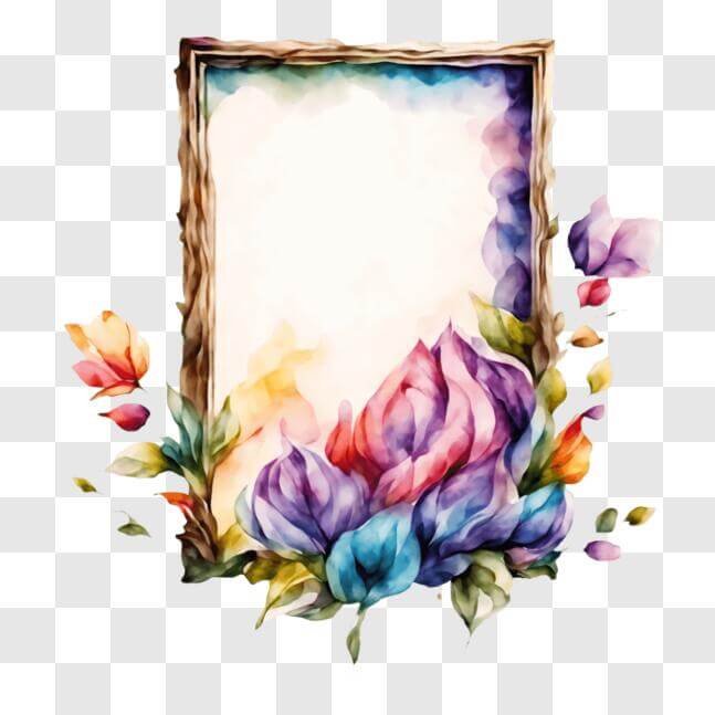 Download Watercolor Frame with Colorful Flowers and Leaves PNGs Online ...
