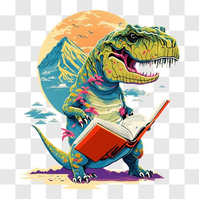Download T-Rex Dinosaur Reading a Book PNGs Online - Creative Fabrica