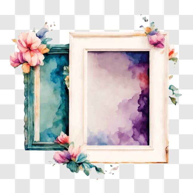 Download Paar Witte Aquarel Bloemen Frames PNGs online op Creative Fabrica