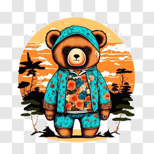 Download Teddy Bear in Tropical Outfit Standing Outdoors PNGs Online ...