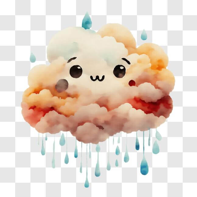 Download Cute Cloud with Rain Drops Icon or Sticker PNGs Online ...