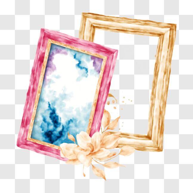 Download Pink and Blue Picture Frames with Floral Decorations PNGs ...
