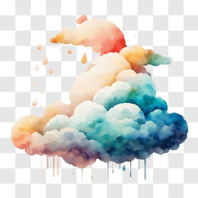 Download Colorful Rain Cloud with Falling Raindrops PNGs Online ...