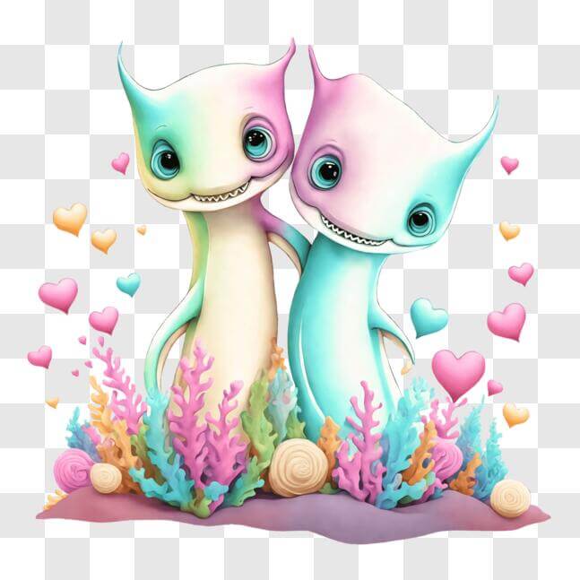 Download Colorful Cartoon Sea Creatures Hugging and Kissing PNGs Online ...