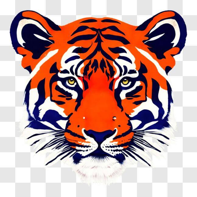 Download Tiger Head in Orange, Blue, and White Color Scheme PNGs Online ...
