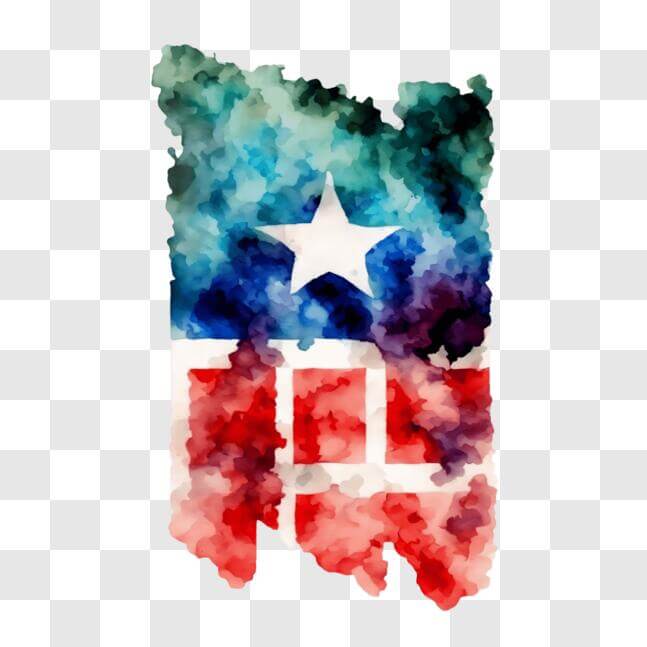 Download Watercolor Painting of the Texas Flag with American Flag PNGs ...