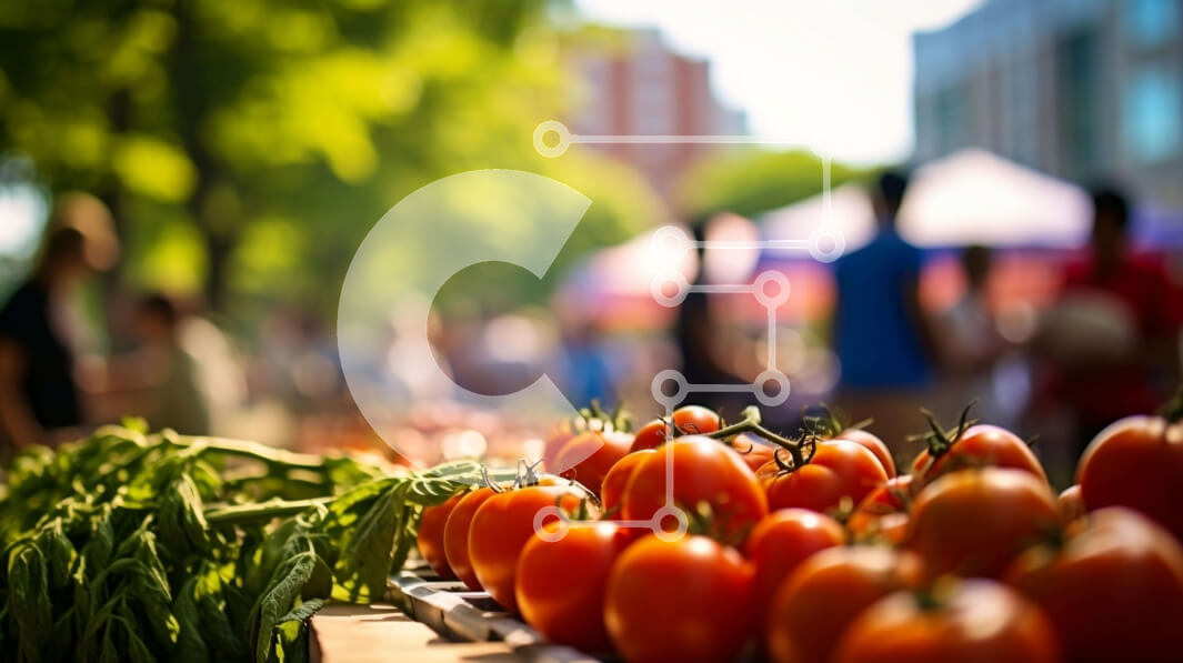 Fresh Tomatoes and Vegetables at a Vibrant Market stock photo ...