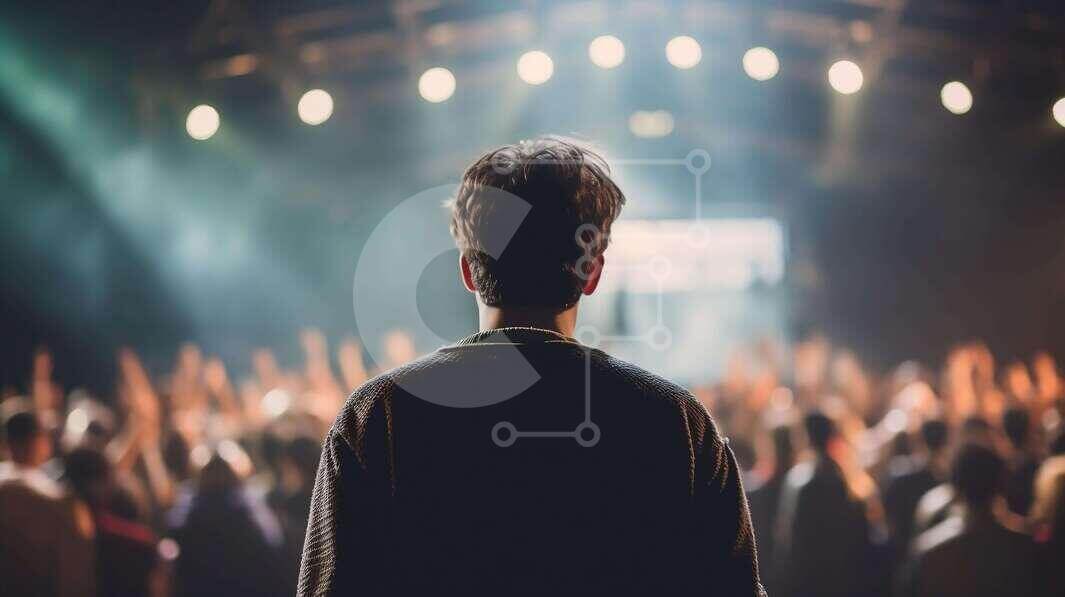 Silhouette of a Man Facing Audience stock photo | Creative Fabrica