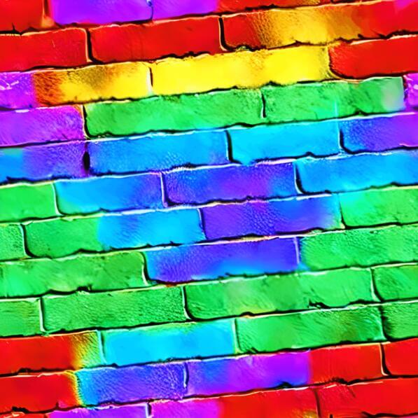Download Colorful Brick Wall with Rainbow-colored Paint Patterns Online ...